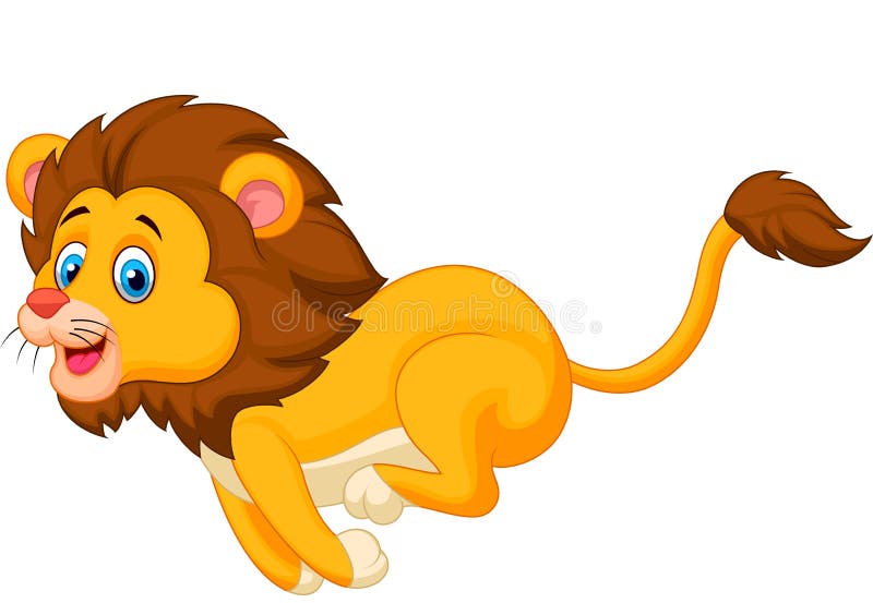 Cute lion cartoon running stock vector. Illustration of animal - 34607683