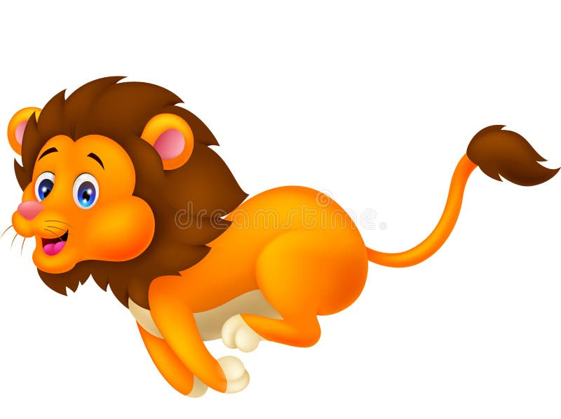 Cute lion cartoon running stock vector. Illustration of character ...