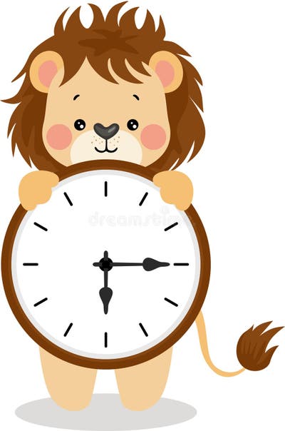 Cute Lion with Clock Inside Stock Vector - Illustration of young ...