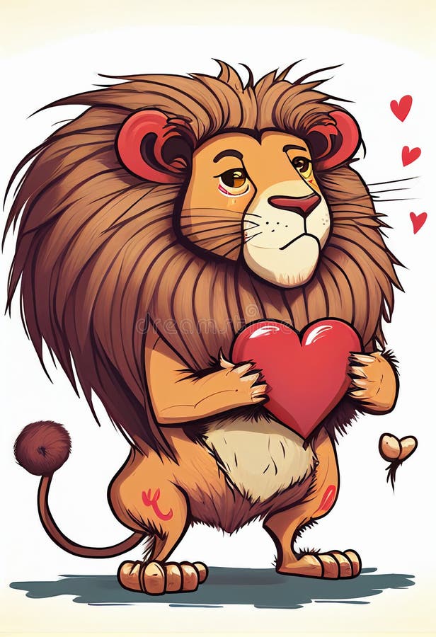 Cute Lion Cub with a Heart in Its Paws. AI Generated Stock Photo ...