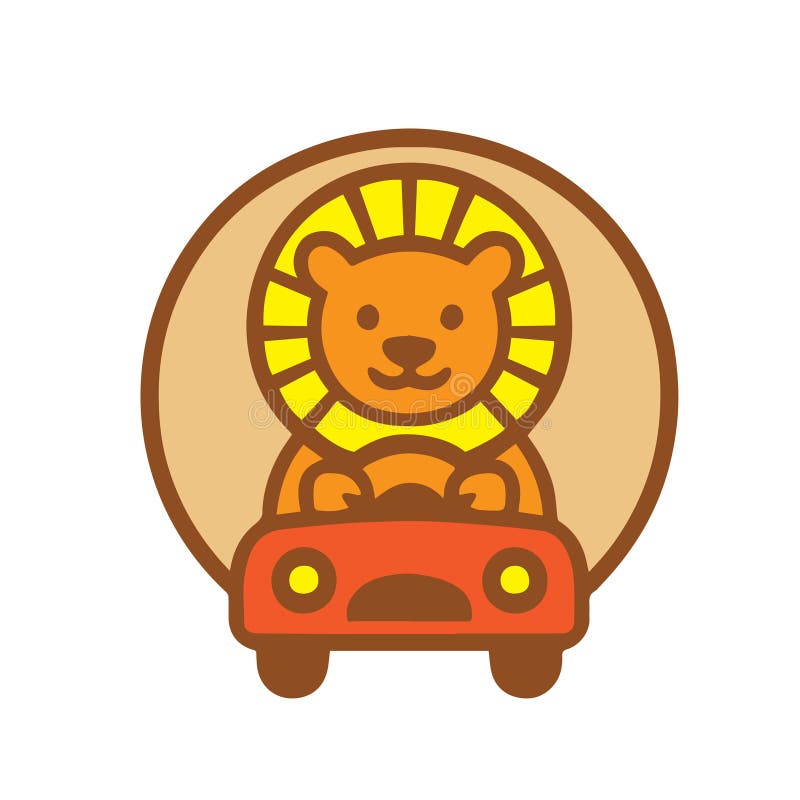 A Cute Lion Driving a Red Car Stock Vector - Illustration of aesthetic ...