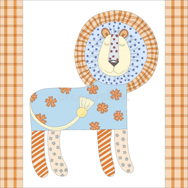 Cute Lion in Patchwork Technique from Different Types of Fabrics. Cute ...