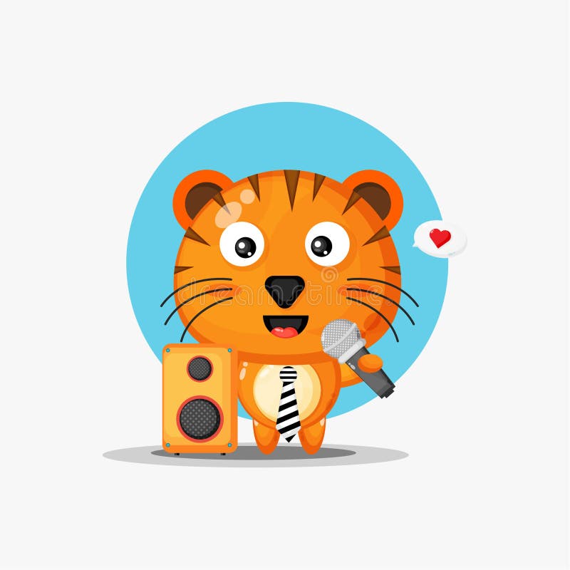 The cute lion is singing stock illustration. Illustration of jungle ...