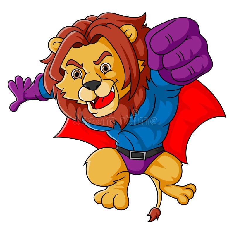 Cute Lion Super Hero Cartoon Vector Icon Stock Illustration ...