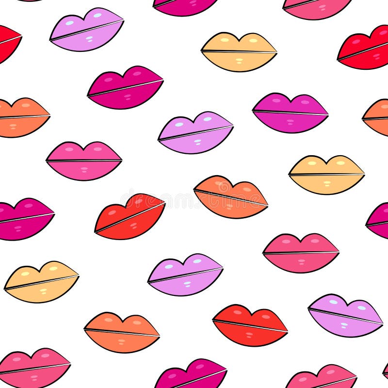 Cute Lips Seamless Pattern. Vector Illustration for Printing ...