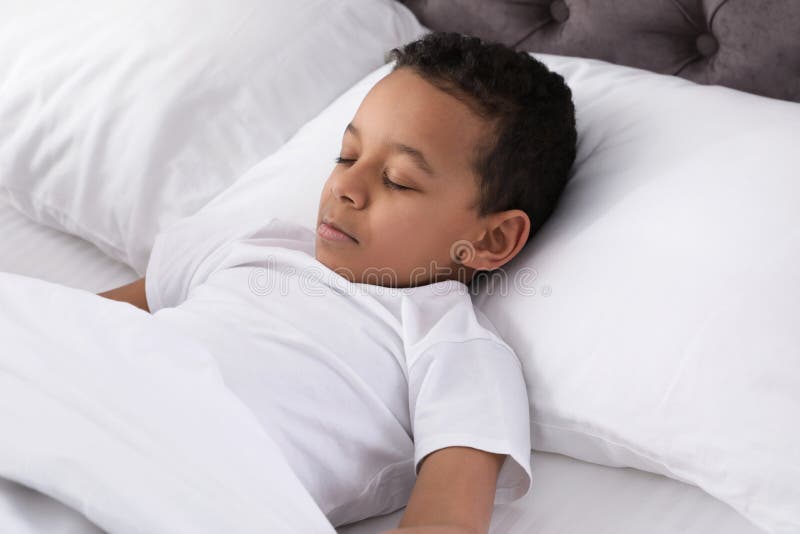 Cute Little African-American Boy Sleeping Stock Image - Image of ...