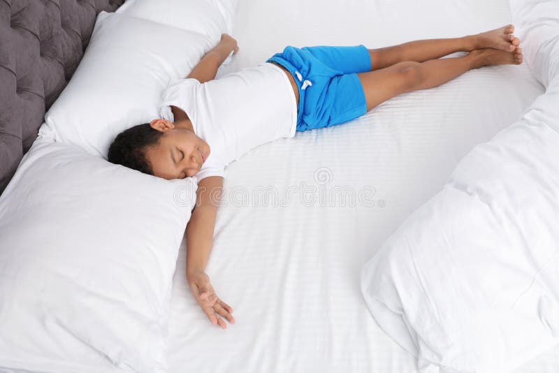 Cute Little African-American Boy Sleeping Stock Image - Image of cozy ...