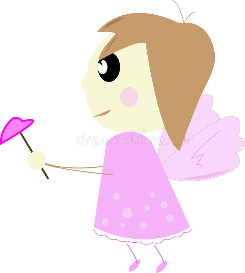 Cute Little Angel in a Pink Dress. Stock Illustration - Illustration of ...