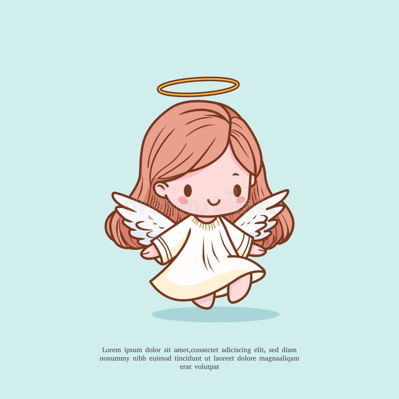 Cute Little Angel Vector Illustration in Flat Design Style Stock Vector ...