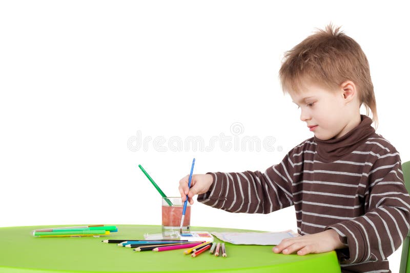 Cute little artist stock image. Image of looking, pencils - 24051889
