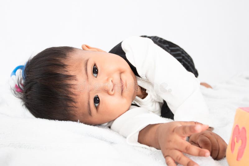 Cute little asian baby boy stock photo. Image of laying - 191869608