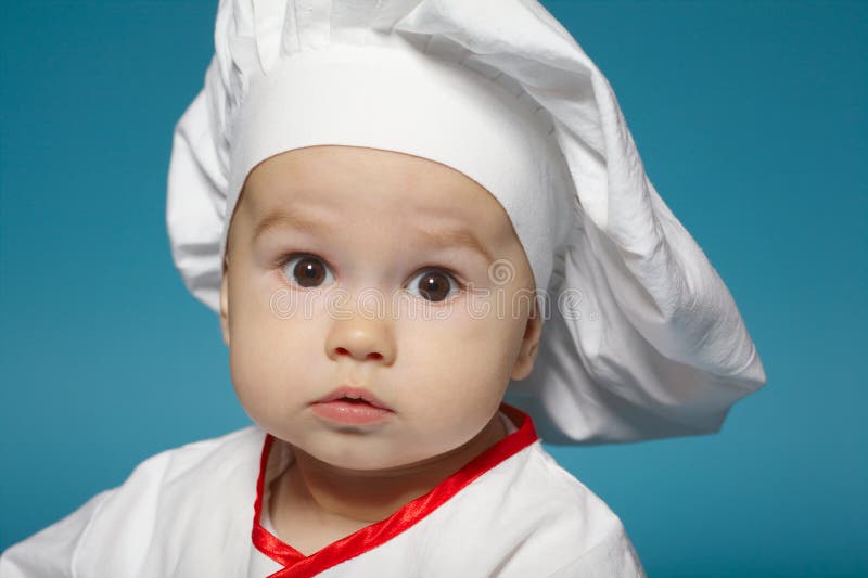 Cute Little Baby with Chef Hat Stock Image - Image of baker, childhood ...