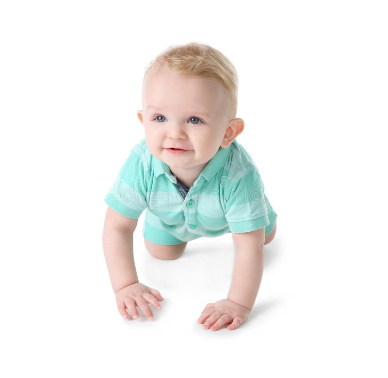 Cute little baby crawling stock image. Image of background - 140533083