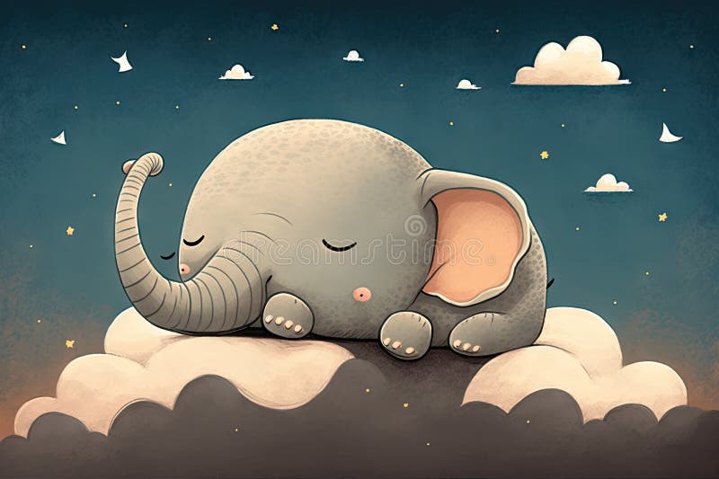 A Cute Little Baby Elephant Sleeps on a Cloud. Ai Generative Stock ... A Cute Little Baby Elephant Sleeps on a Cloud. Ai Generative Stock ...