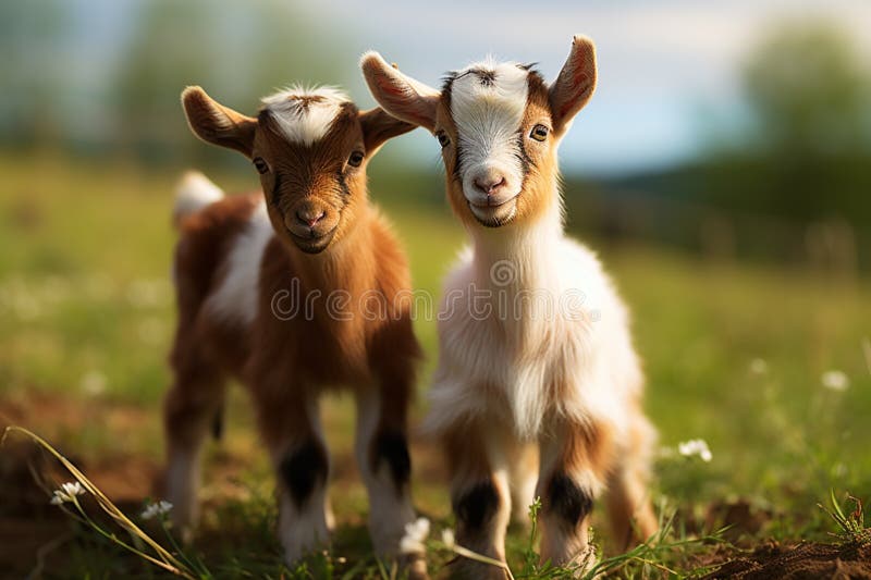 Cute Little Baby Goat in the Field Stock Image - Image of countryside ...