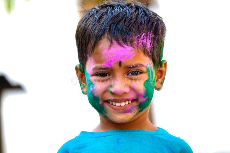 Cute Little Baby Having Colours on Her Face Editorial Photography ...