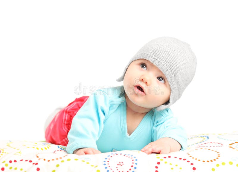 Cute Little Baby Looking Up Stock Photo - Image of girl, look: 22305868
