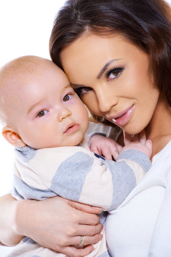 Cute little baby with Mum stock photo. Image of embrace - 28552216