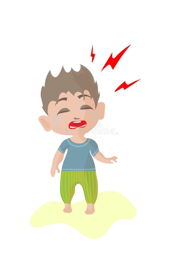 A Cute Little Baby is Standing and Crying. Stock Vector - Illustration ...