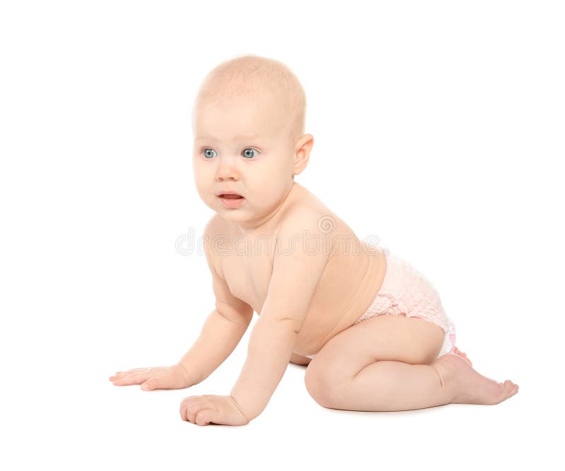 Cute Little Baby on White Background. Stock Image - Image of lifestyle ...