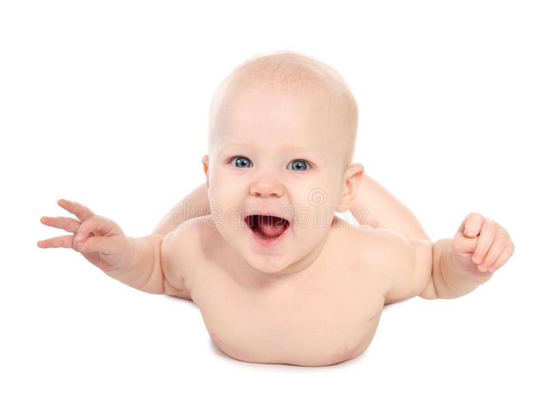 Cute Little Baby on White Background. Stock Image - Image of cute ...
