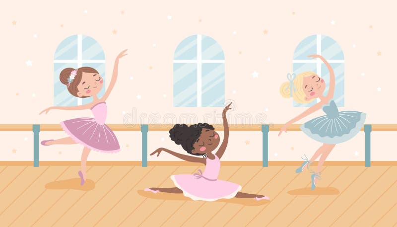 Cute Little Ballerinas in Ballet Class. Ballet School Stock ...