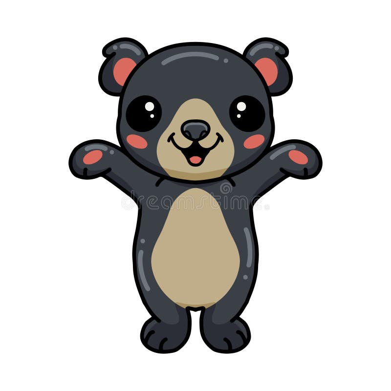Cute Little Bear Cartoon Raising Hands Stock Vector - Illustration of ...
