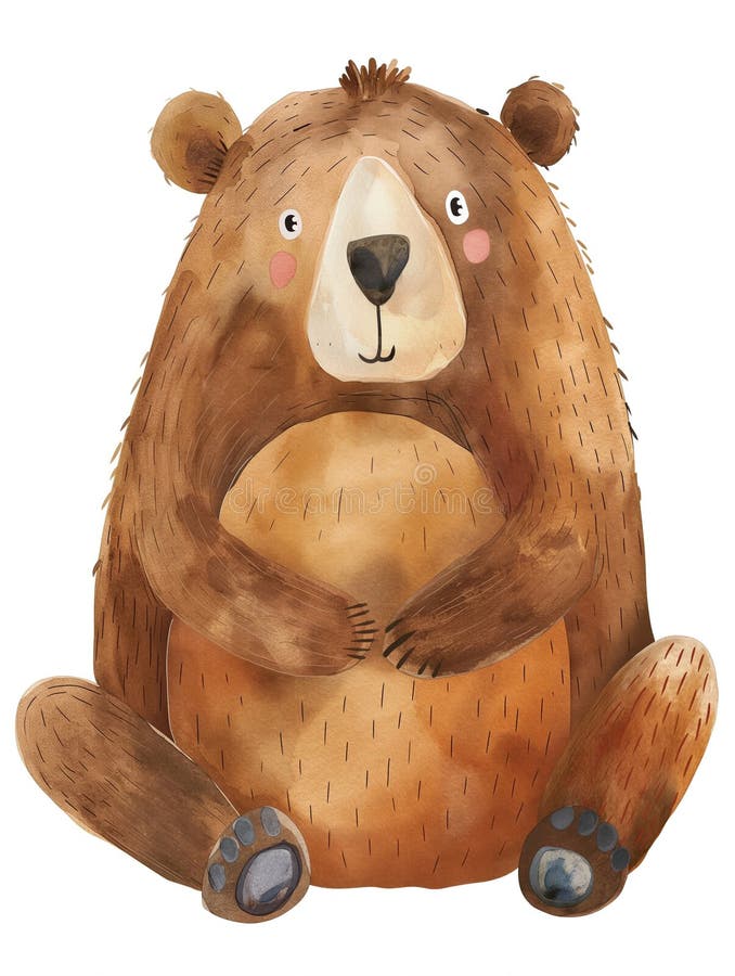 Cute Little Bear Poster Drawing in Style of Watercolor Stock ...