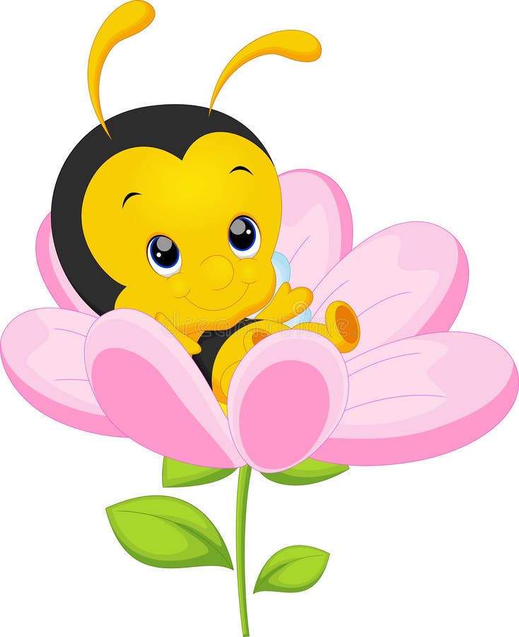 Cute little bee cartoon stock illustration. Illustration of design ...
