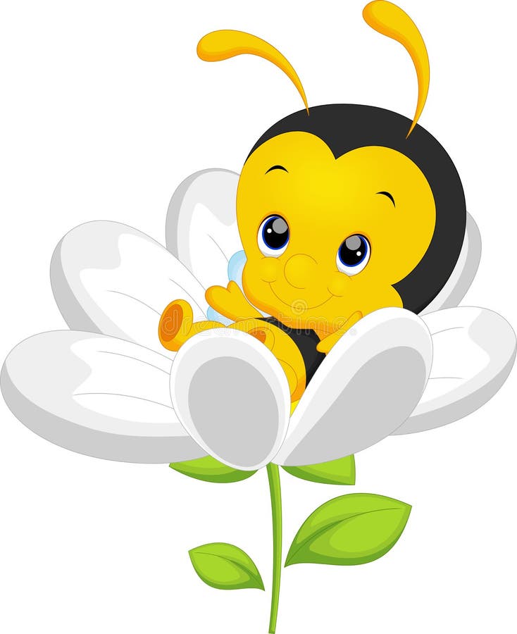Cute little bee cartoon stock illustration. Illustration of flying ...