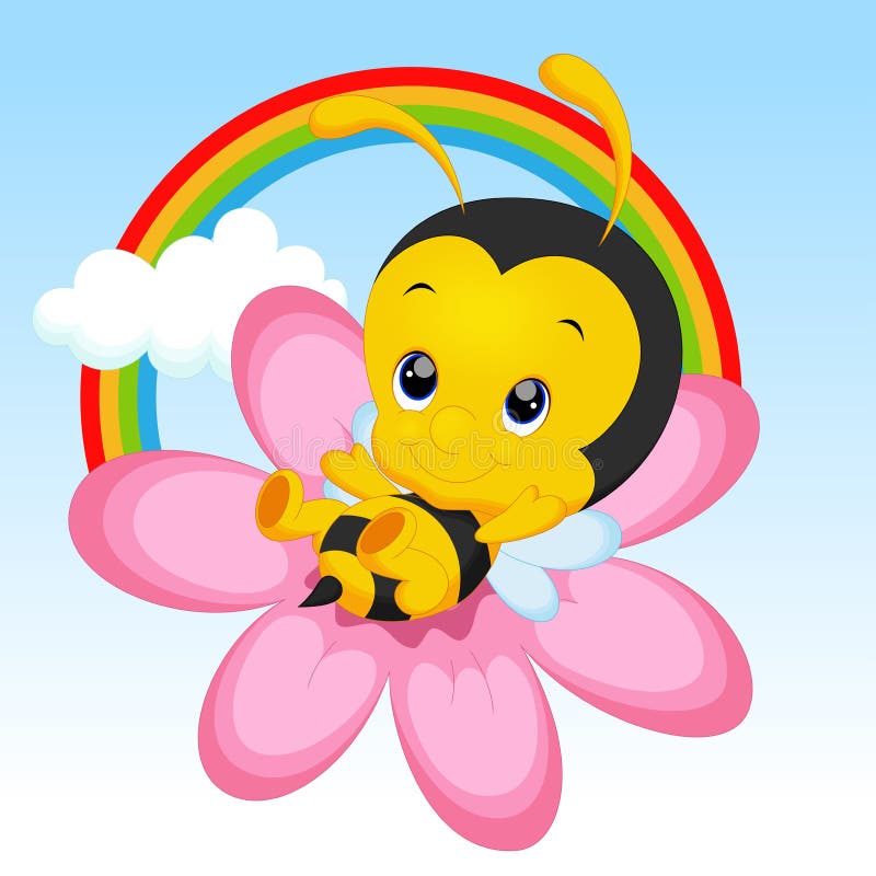 Cute little bee cartoon stock illustration. Illustration of queen ...