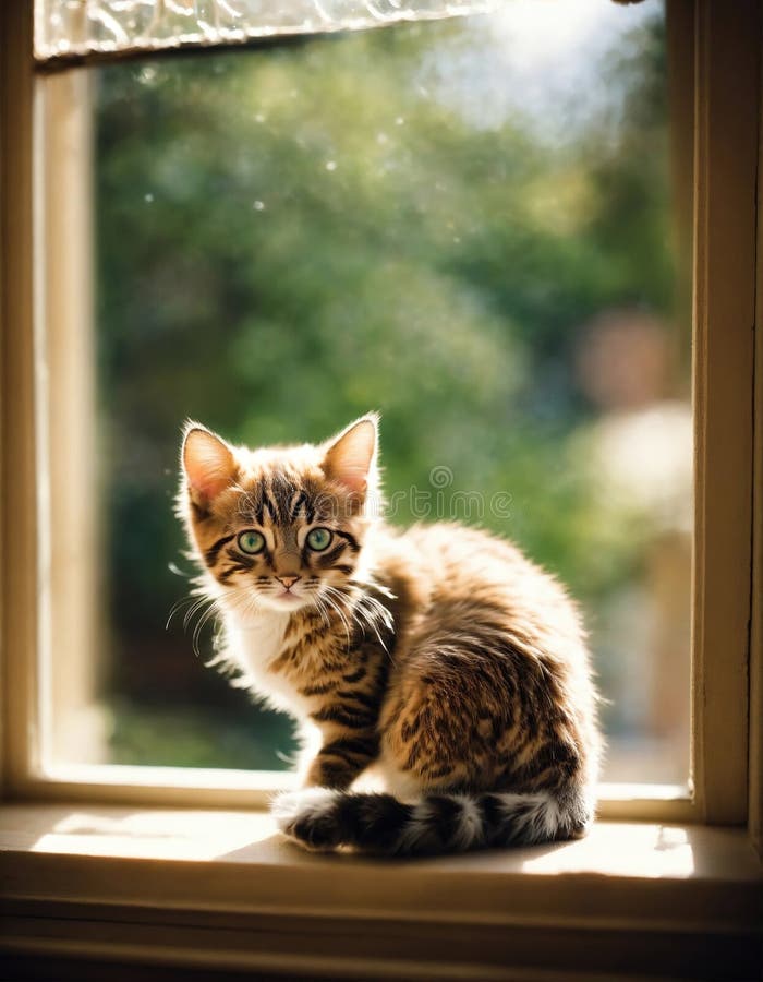 Cute Little Bengal Kitten Sitting. Ai Generative Stock Illustration ...