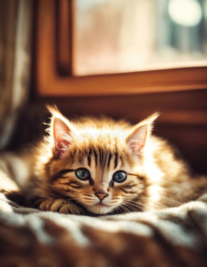 Cute Little Bengal Kitten Sitting. Ai Generative Stock Illustration ...