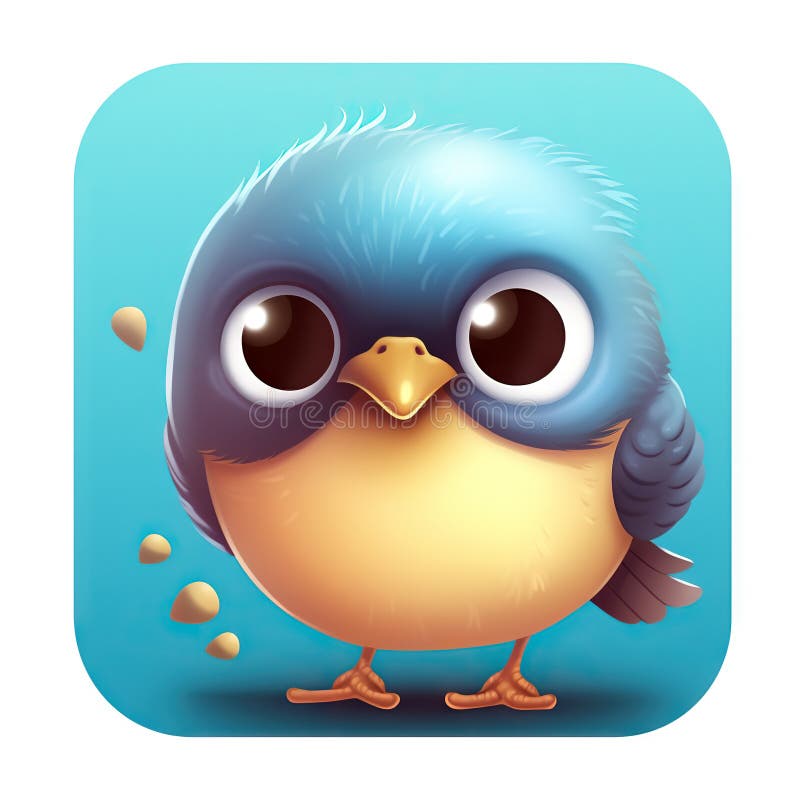 Cute Little Bird - Ios Style Icon - Generative AI, AI Generated Stock ...