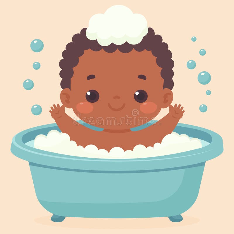 Cute Little Boy in Bath Flat Vector Illustration Stock Vector ...