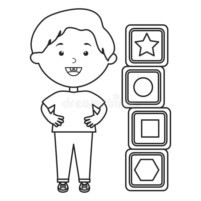 Cute Little Boy with Blocks Stock Vector - Illustration of cartoon ...
