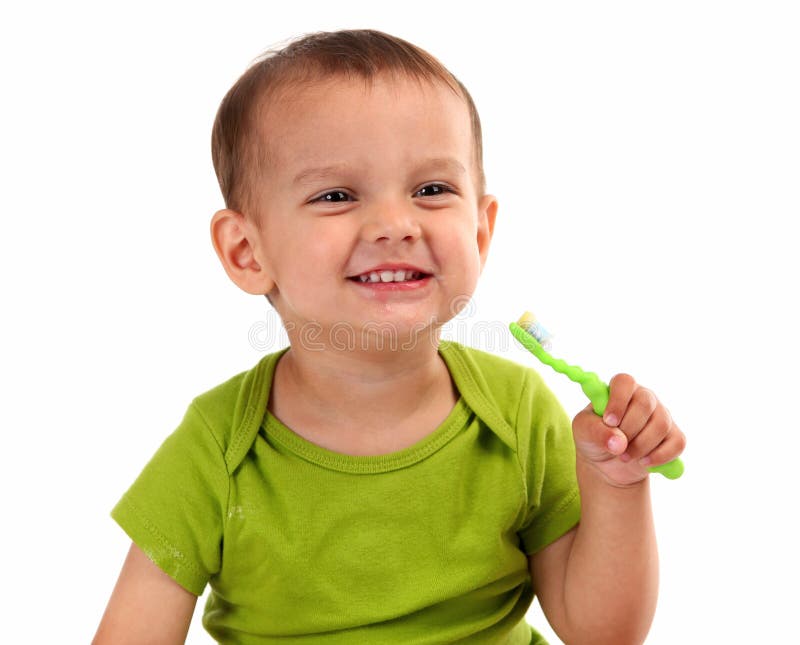 Cute Little Boy Brushing Teeth Stock Photo - Image of male, enjoy: 31771376
