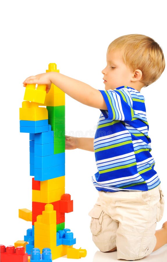 Cute Little Boy is Building a Future Stock Photo - Image of isolated ...