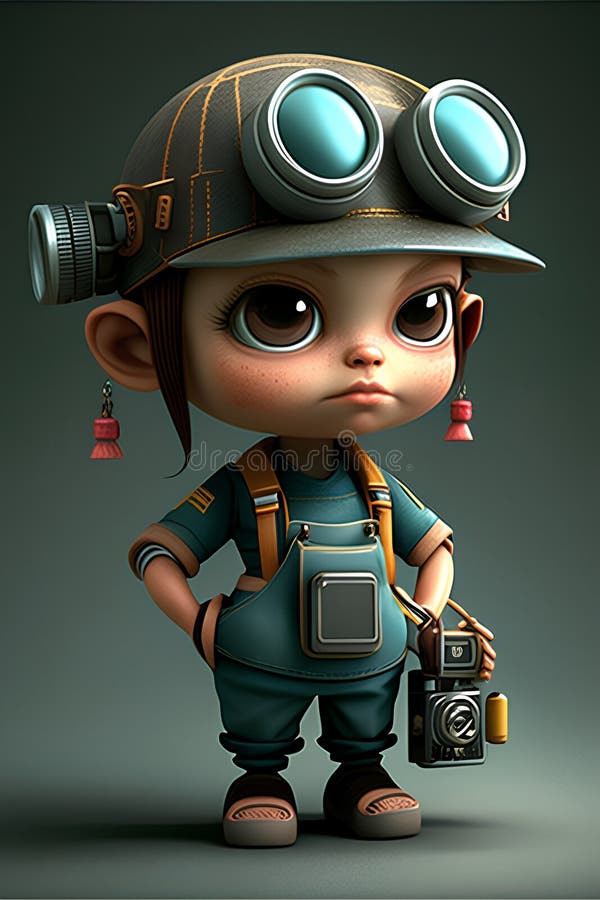 Cute Little Boy with Camera and Binoculars - 3D Illustration Stock ...