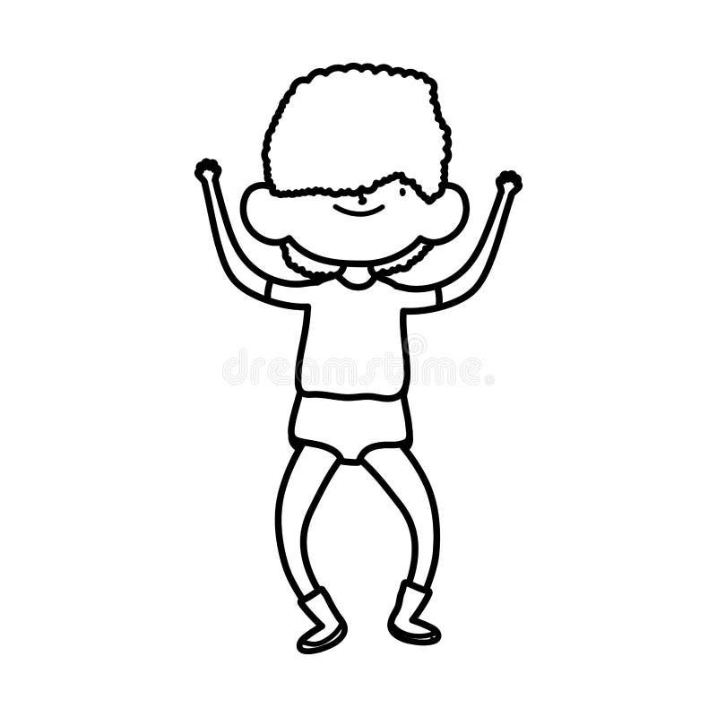 Cute Little Boy Cartoon Character Design Thick Line Stock Vector ...