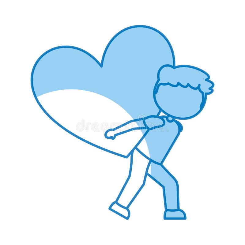 Cute Little Boy Character with Heart Love Stock Vector - Illustration ...