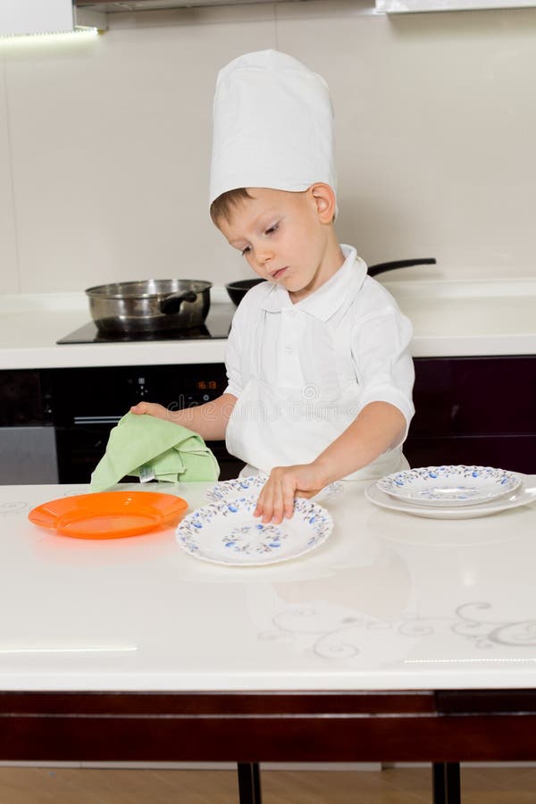 Cute Little Boy Chef Getting Ready for Dinner Stock Image - Image of ...