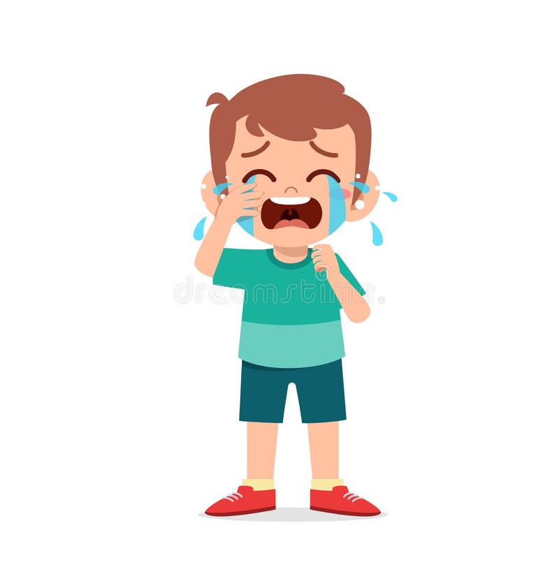 Cute Little Boy with Crying and Tantrum Expression Stock Vector ...
