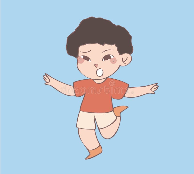 Cute Little Boy Dancing, Hand Drawn Style Vector Illustration Stock ...