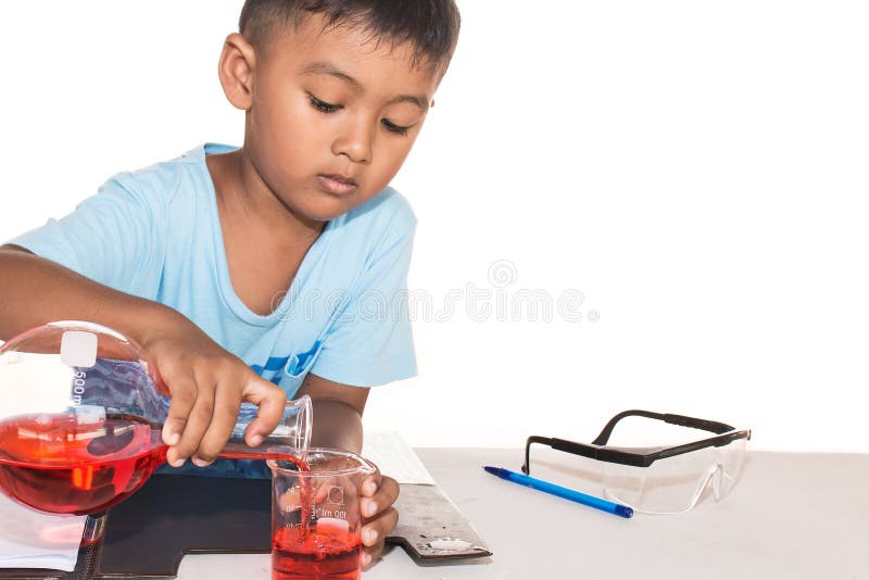 Cute Little Boy Doing Science Experiment Stock Image - Image of indian ...