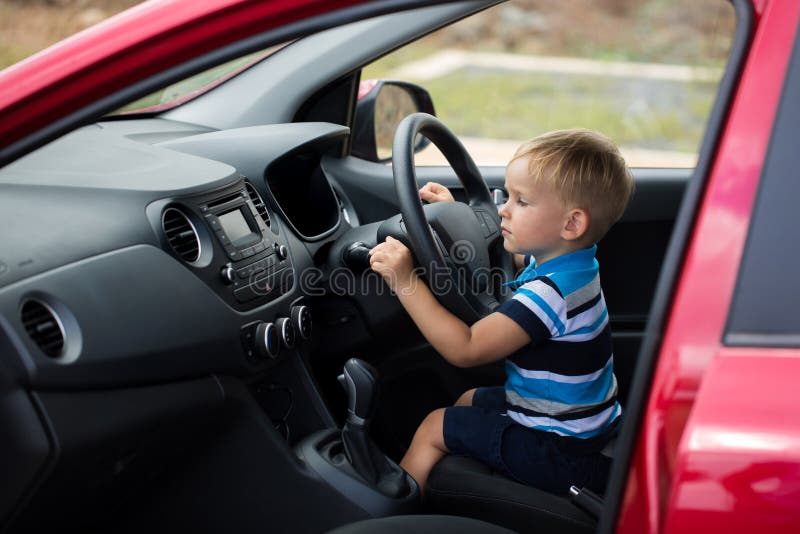 Cute Little Boy Driving His Father S Car. Stock Photo - Image of drive ...