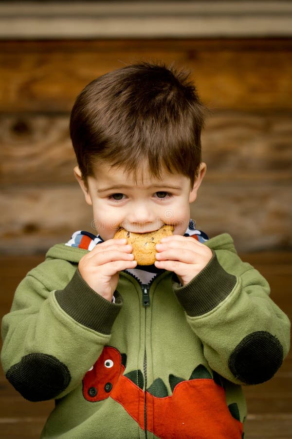 Cute Little Boy Eating a Cookie Stock Image - Image of treat, child ...