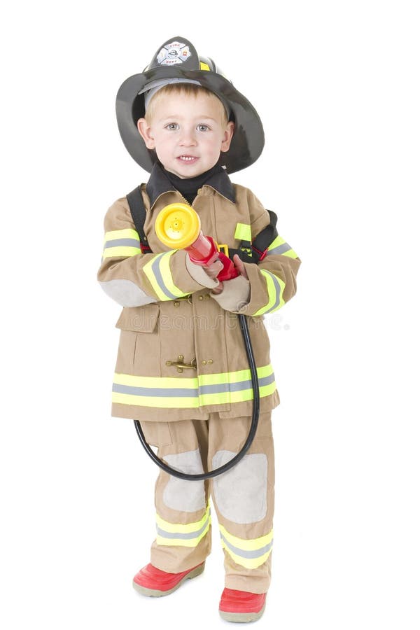 Cute Little Boy in Fireman S Outfit Stock Photo - Image of resistant ...