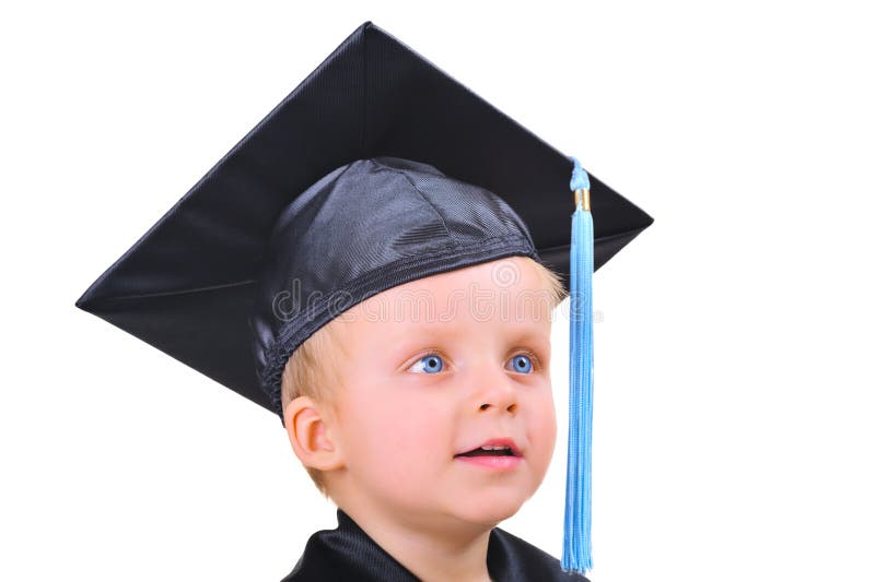 Cute Little Boy in Graduation Gown Stock Photo - Image of adorable ...