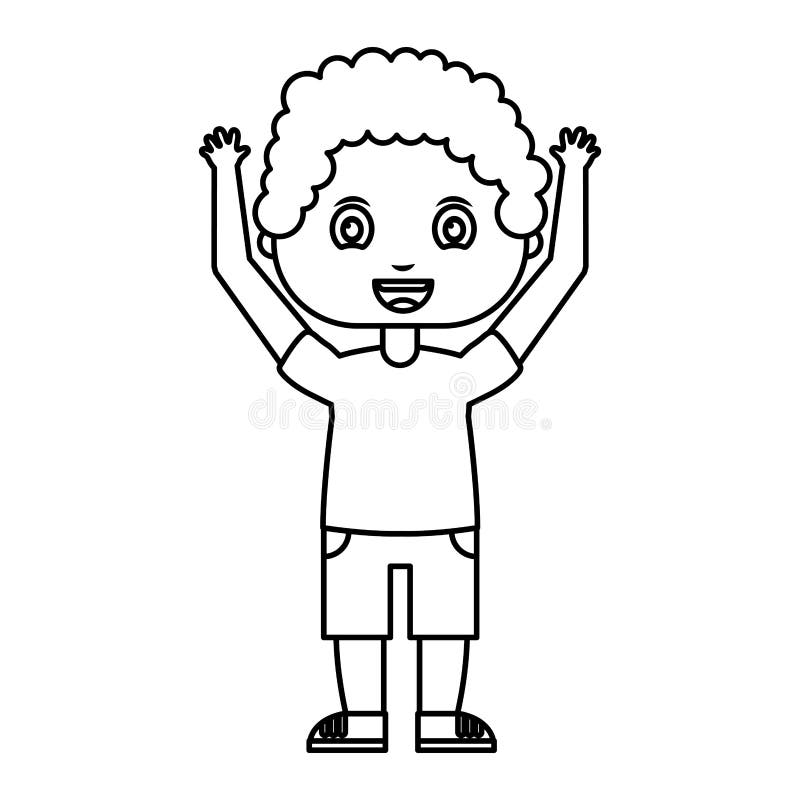 Cute Little Boy with Hands Up Character Stock Vector - Illustration of ...